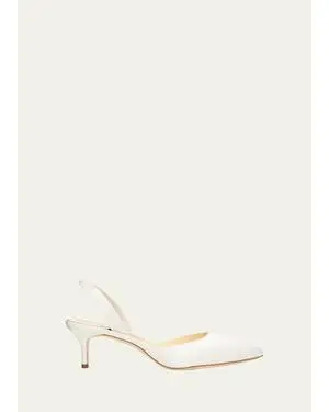 Manolo Blahnik Manolo Blahnik Carolyne Kitten-Heel Pumps Light Cream
