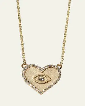 SYDNEY EVAN Heart Necklace With Diamond Marquise Eye - Gold
