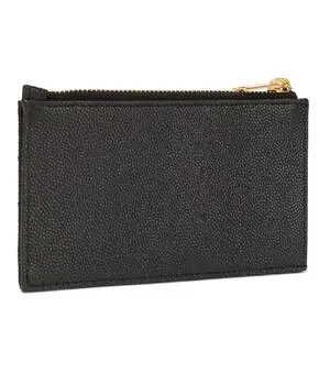 Saint Laurent Monogram Zipped Leather Wallet - Black