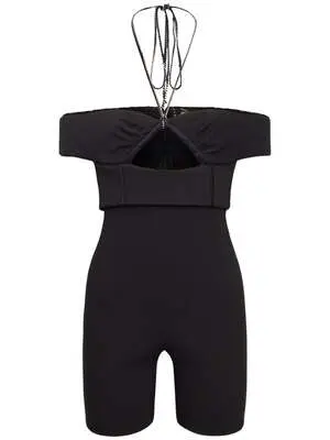 Saint Laurent Off-the-shoulder Wool Romper - Noir