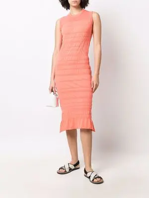 Kenzo Ruched Stripe Midi Bodycon Dress