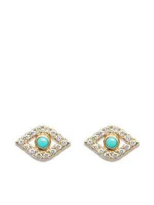 SYDNEY EVAN 14kt Yellow Evil Eye Stud Earrings - Gold