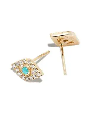 SYDNEY EVAN 14kt Yellow Evil Eye Stud Earrings - Gold