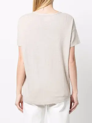 PAULA Deep V-neck T-shirt - Neutrals