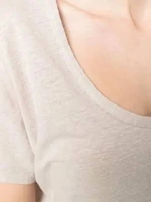 PAULA Deep V-neck T-shirt - Neutrals