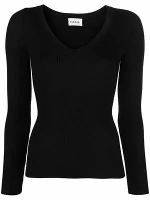 P.a.r.o.s.h V-neck Fine-knit Top - Black
