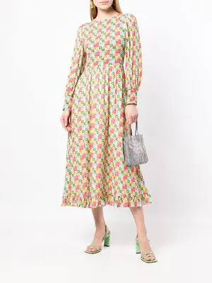 Olivia Rubin Checked Long-sleeve Smock Dress