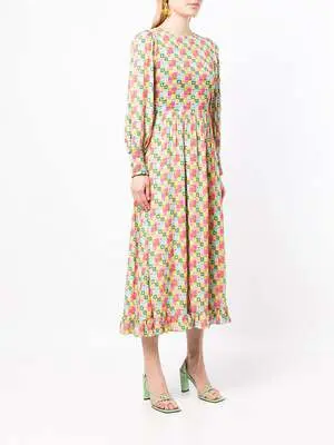 Olivia Rubin Checked Long-sleeve Smock Dress
