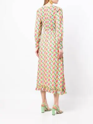 Olivia Rubin Checked Long-sleeve Smock Dress