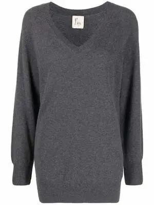 PAULA V-neck Knit Jumper - Grey