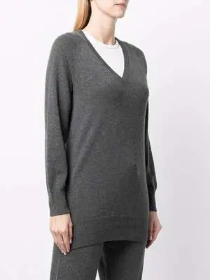 PAULA V-neck Knit Jumper - Grey