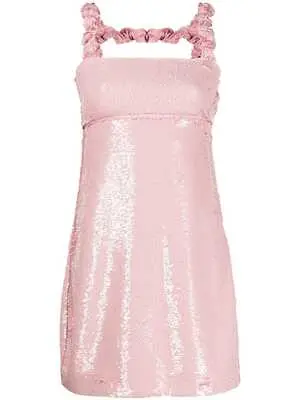 GANNI Sequined Sleeveless Mini Dress - Pink