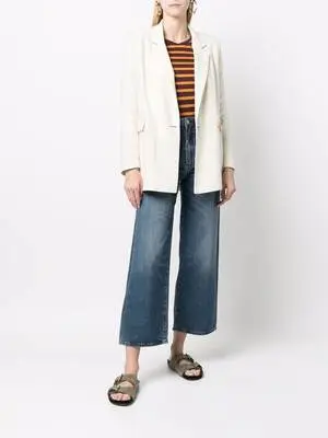 PAULA S Stripe-print Linen T-shirt - Yellow