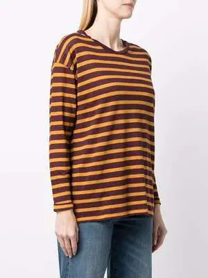 PAULA S Stripe-print Linen T-shirt - Yellow