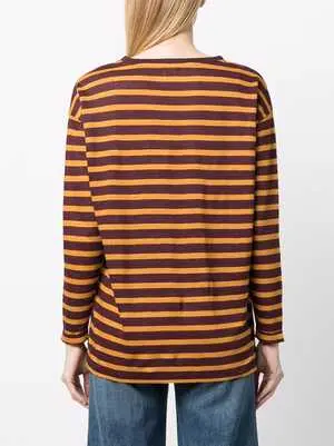 PAULA S Stripe-print Linen T-shirt - Yellow
