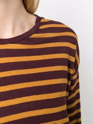 PAULA S Stripe-print Linen T-shirt - Yellow