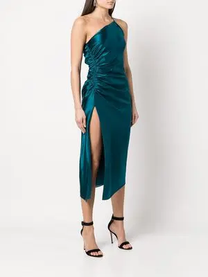 Michelle Mason Gathered One-shoulder Silk Dress