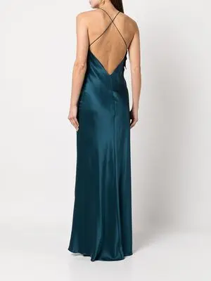 Michelle Mason Square-neck Silk Dress - Blue