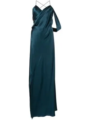 Michelle Mason V-neck Silk Dress - Blue