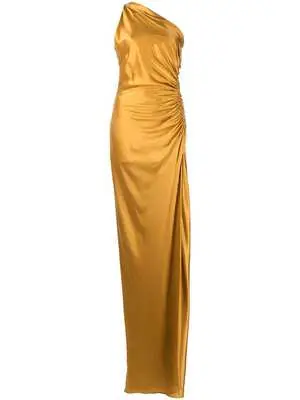 Michelle Mason Gathered Silk Gown - Gold - 60% Off | Editorialist