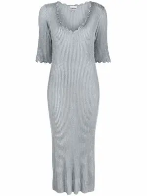 GANNI Ribbed-knit Dress
