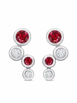 PRAGNELL 18kt White Gold Diamond And Ruby Earrings - Silver