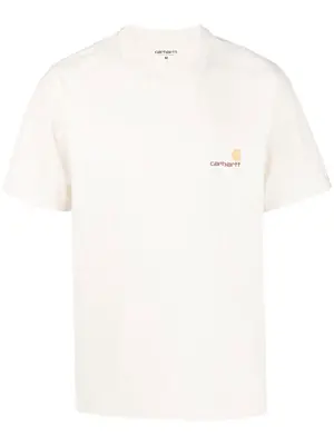 Carhartt Work In Progress Logo-embroidered Organic Cotton T-shirt - Neutrals