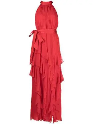 Alice + Olivia Emelia High-slit Ruffled Dress