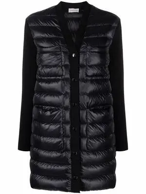 Moncler V-neck Padded Coat - Black