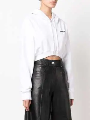 Off-White Helvetica Cropped Hoodie - White