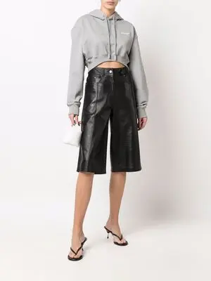 Off-White Cropped Hoodie - Grey