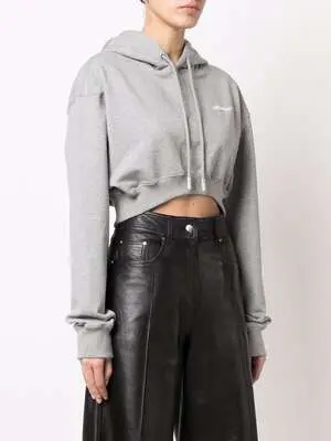 Off-White Cropped Hoodie - Grey