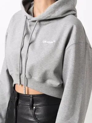 Off-White Cropped Hoodie - Grey