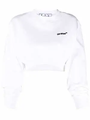 Off-White Helvetica Cropped Sweatshirt - White