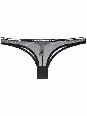 Off-White Logo-print Thong - Black