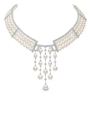 Yoko London 18kt White Gold Raindrop Akoya Pearl And Diamond Necklace - Silver