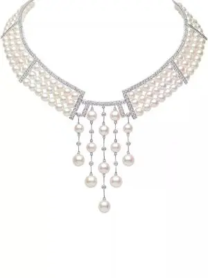 Yoko London 18kt White Gold Akoya Pearl And Diamond Necklace - Silver