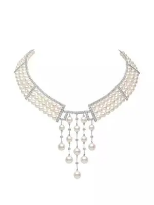 Yoko London 18kt White Gold Akoya Pearl And Diamond Necklace - Silver