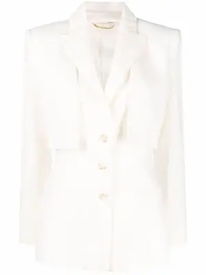 Alberta Ferretti Detachable-panel Peak-lapel Blazer - Neutrals