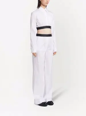Prada Logo-trim Stretch-poplin Cropped Shirt