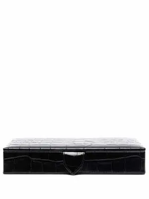 ASPINAL OF LONDON Crocodile-effect Leather Box - Black