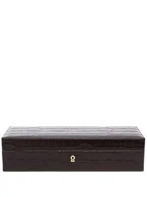 ASPINAL OF LONDON Crocodile-effect 5-watch Box - Brown