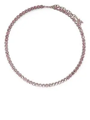 Amina Muaddi Crystal Tennis Necklace - Silver