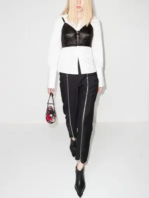 Alexander McQueen Zip-front Cropped Leather Top