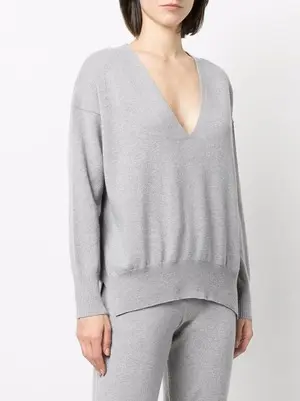 PAULA V-neck Cashmere Jumper - Grey