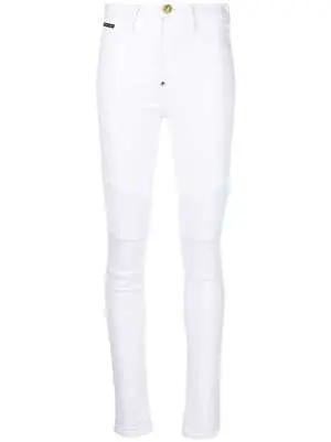 Philipp Plein High-waisted Biker Jeans - White