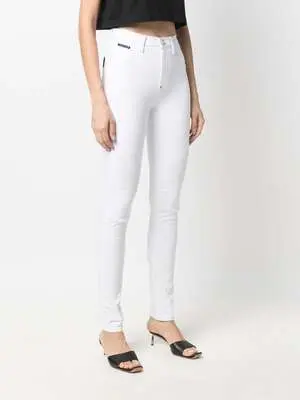Philipp Plein High-waisted Biker Jeans - White
