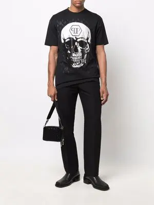 Philipp Plein Gem-embellished Skull Graphic T-shirt - Black