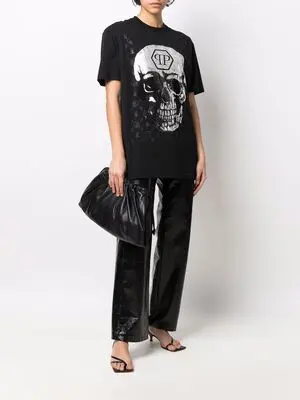 Philipp Plein Gem-embellished Skull Graphic T-shirt - Black