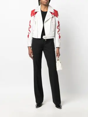 Philipp Plein Cowboy Intarsia Leather Jacket